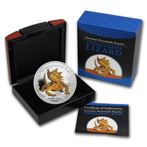 Pre-Owned 2014 Tuvalu Reptile Series Thorny Devil Lizard 1oz Silver ...