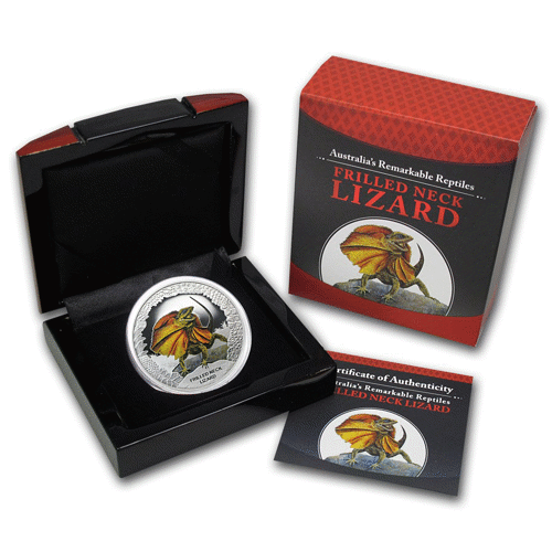 Pre-Owned 2013 Tuvalu Reptile Series Frilled Neck Lizard 1oz Silver ...