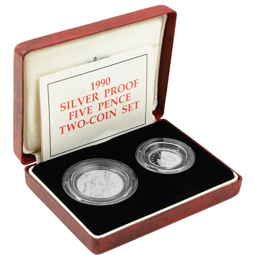 Pre-Owned 1990 UK 5p Proof Silver 2-Coin Set - VAT Free | Pre-Owned ...