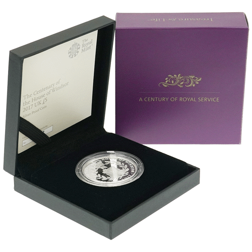 Pre-Owned 2017 UK Centenary Of The House of Windsor £5 Proof Silver ...