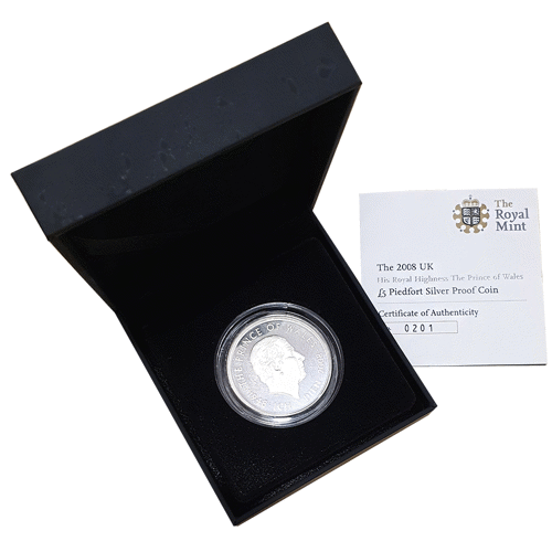 Pre-Owned 2008 UK The Prince Of Wales £5 Silver Proof Piedfort Crown ...