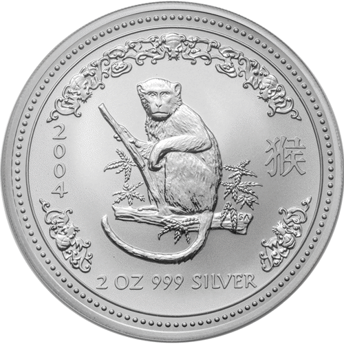 Pre-Owned 2004 Australian Lunar Monkey 2oz Silver Coin - VAT Free | Out ...