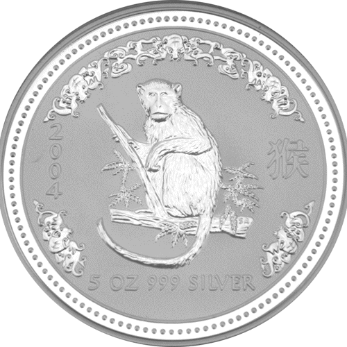 Pre-Owned 2004 Australian Lunar Monkey 5oz Silver Coin - VAT Free | Out ...