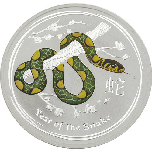 Pre-Owned 2013 Australian Lunar Snake 1oz Colourised Silver Coin - VAT ...