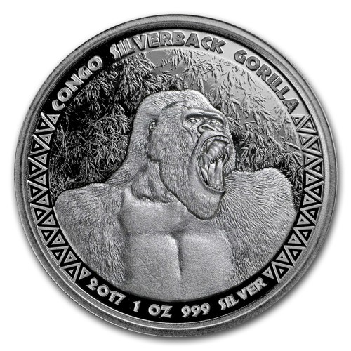Pre-Owned Congo Silverback Gorilla 1oz Silver Coin - VAT Free - Mixed ...