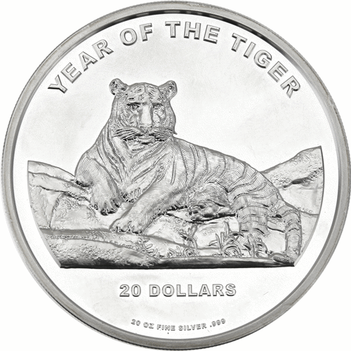 Pre-Owned 2010 Cook Islands Year of the Tiger 20oz Silver Coin - VAT ...