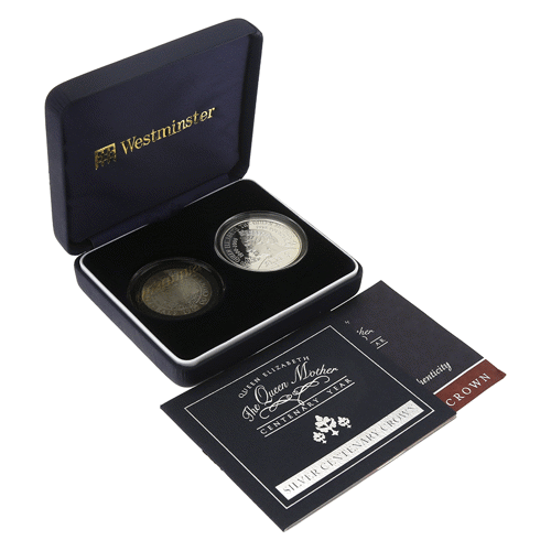 Pre-Owned 2000 Queen Mother Centenary Silver 2-Coin Set - VAT Free ...