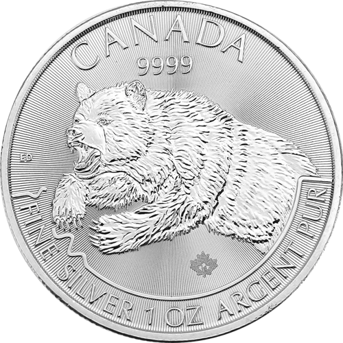 Pre-Owned 2019 Canadian Grizzly Bear 1oz Silver Coin - VAT Free | Out ...