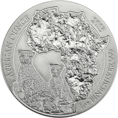 Pre-Owned 2013 Rwanda African Cheetah 1oz Silver Coin - VAT Free | Pre ...