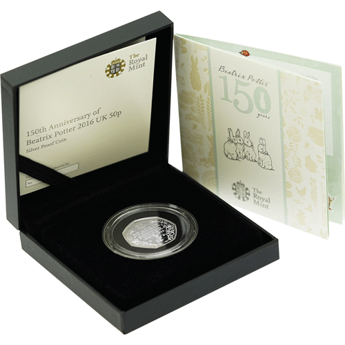 Pre-Owned 2016 UK 150th Anniversary of Beatrix Potter 50p Silver Proof ...