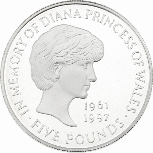Pre-Owned 1999 UK Diana Princess of Wales Memorial £5 Silver Proof ...