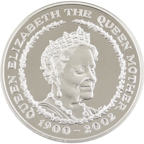 Pre-Owned 2002 UK Queen Mother Memorial £5 Silver Proof Design - VAT ...