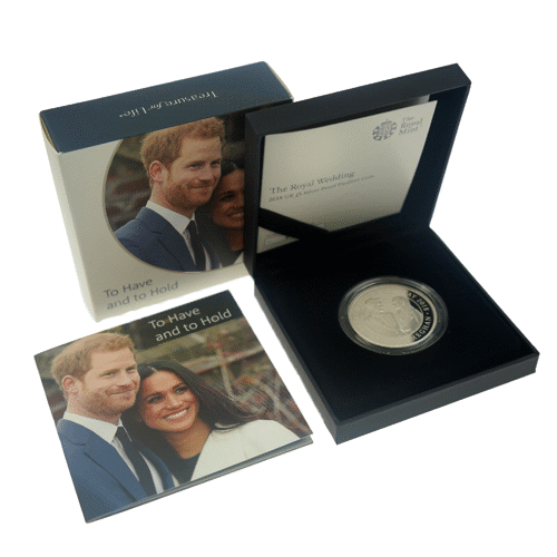 Pre-Owned 2018 UK Meghan and Harry Royal Wedding £5 Piedfort Proof ...