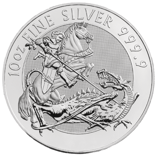 Pre-Owned UK Royal Mint Valiant 10oz Silver Coin - Mixed Dates - VAT ...