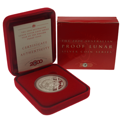 Pre-Owned 2000 Australian Lunar Dragon 1oz Proof Silver Coin - VAT Free ...
