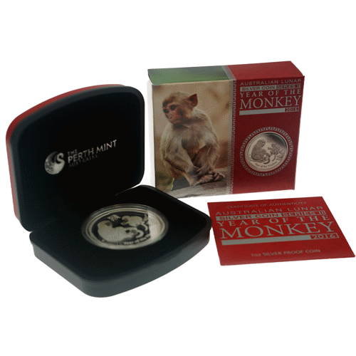 Pre-Owned 2016 Australian Lunar Monkey 1oz Proof Silver Coin - VAT Free ...