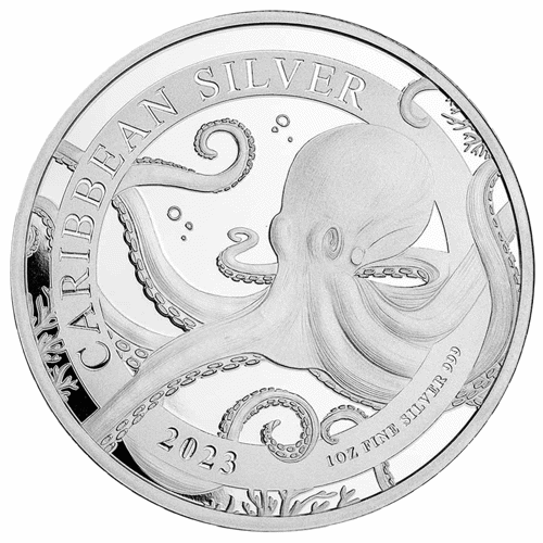 Pre-Owned 2023 Barbados Caribbean Octopus 1oz Silver Coin - VAT Free ...