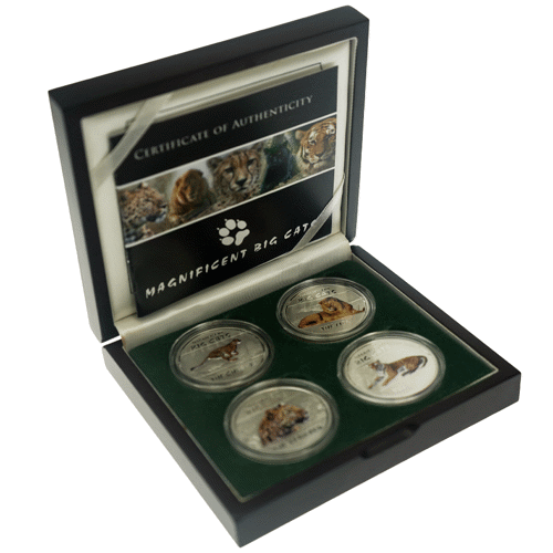 Pre-Owned 2011 Congo Magnificent Big Cats Proof Silver 4-Coin Set - VAT ...