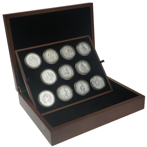 Pre-Owned UK Queen's Beasts 2oz Silver Coin Full Collection in Wooden ...