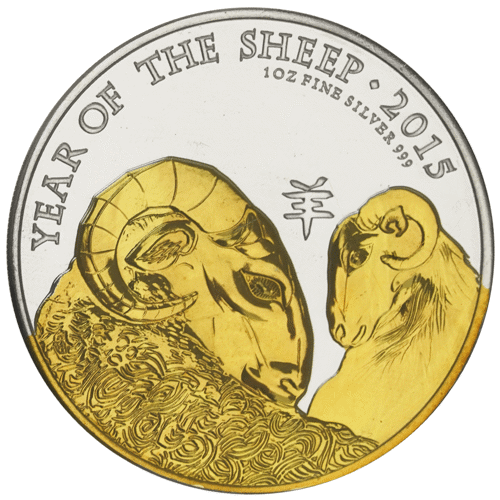Pre-Owned 2015 UK Lunar Sheep 1oz Gilded Silver Coin - VAT Free | Out ...