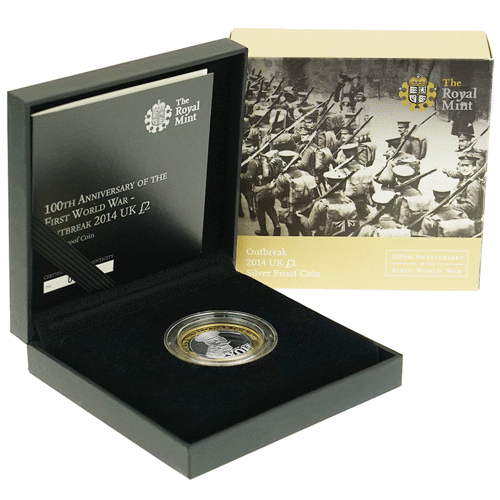 Pre-Owned 2014 UK First World War Outbreak £2 Proof Silver Coin - VAT ...