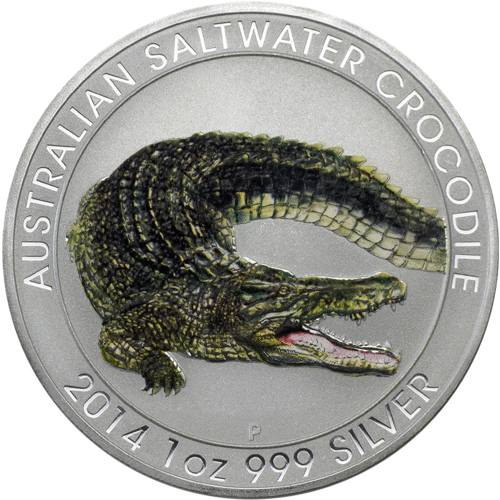 Pre-Owned 2014 Australian Saltwater Crocodile Colourised 1oz Silver ...