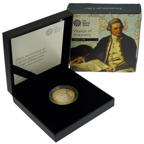 Pre-Owned 2018 UK Captain James Cook's Voyage of Discovery £2 Proof ...