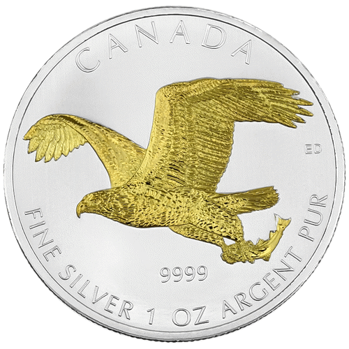 Pre-Owned 2014 Canadian Bald Eagle 1oz Gilded Silver Coin - VAT Free ...