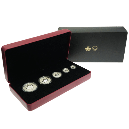 Pre-Owned 2021 Canadian Maple Fractional Proof Silver 5-Coin Set - VAT ...