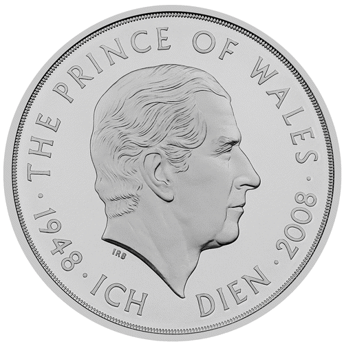 Pre-Owned 2008 UK The Prince Of Wales £5 Crown Piedfort Proof Design ...