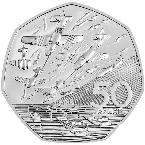 Pre-Owned 1994 UK D-Day Commemorative 50p Proof Design Silver Coin ...