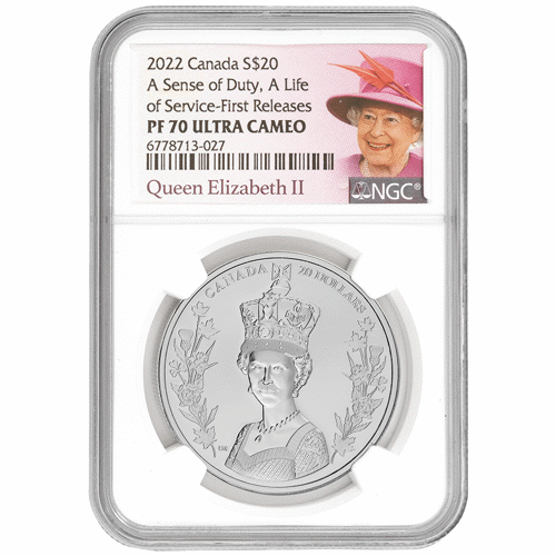Pre-Owned 2022 Canadian Queen Elizabeth II Memorial 1oz Proof Silver ...