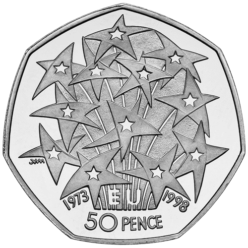 Pre-Owned 1998 UK 25th Anniversary of EEC 50p Proof Design Silver Coin ...