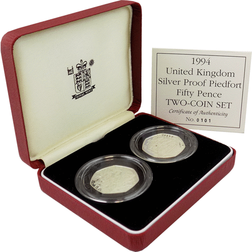 Pre-Owned 1994 UK D-Day and EU 50p Piedfort Proof Silver 2-Coin Set ...