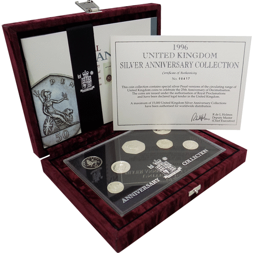 Pre-Owned 1996 UK Decimal 25th Anniversary Proof Silver 7-Coin ...