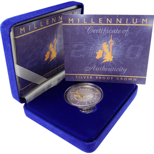 Pre-Owned UK 2000 Millennium Silver Proof Crown - VAT Free | Out Of ...