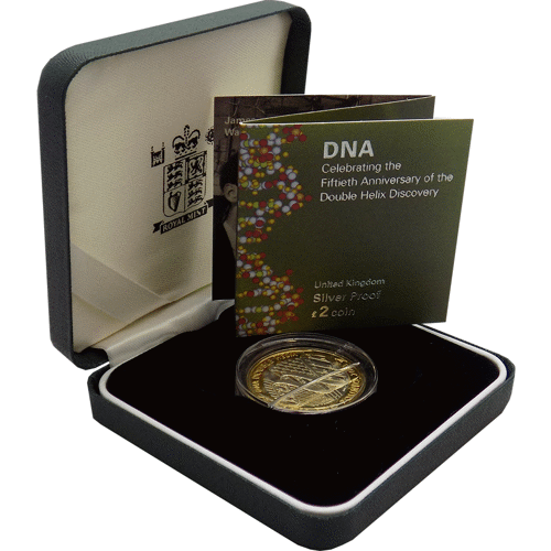 Pre-Owned 2003 UK 50th Anniversary of DNA Discovery Silver Proof £2 ...