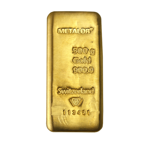 Metalor 500g Gold Cast Bar | 500g Gold Bars | Atkinsons Bullion