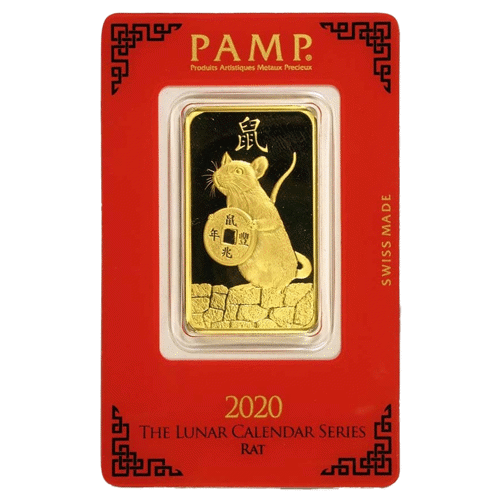 Sell Pre-Owned 2020 PAMP Lunar Rat 1oz Gold Bar | Atkinsons Bullion