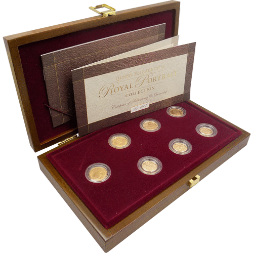 Pre-Owned UK Royal Portrait Sovereign 7 Gold Coin Collection | Out Of ...