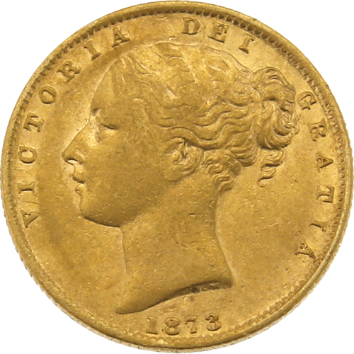 Pre-Owned 1873 Sydney Mint Victoria Young Head Full Sovereign Gold Coin ...