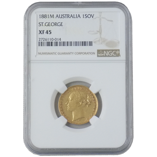 Pre-Owned 1881 Australian Victorian Young Head Full Sovereign Gold Coin ...