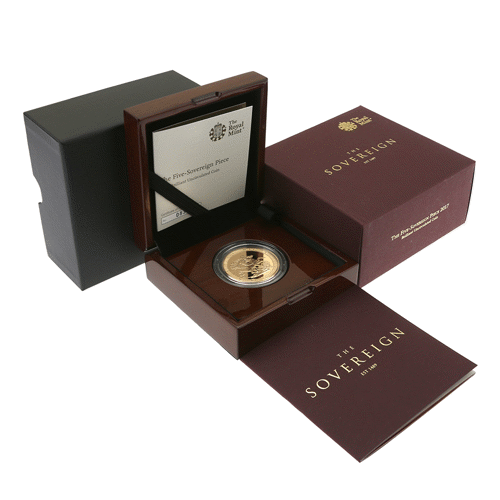 Pre-Owned 2017 UK Quintuple Sovereign £5 Gold Brilliant Uncirculated ...
