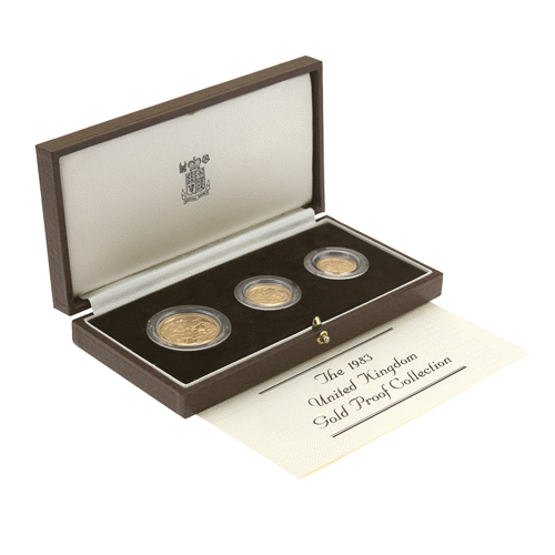 Pre-Owned 1983 UK Double, Full, and Half Sovereign Proof Gold 3-Coin ...