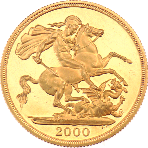 Pre-owned 2000 UK Double Sovereign Proof Design Gold Coin | Out Of ...
