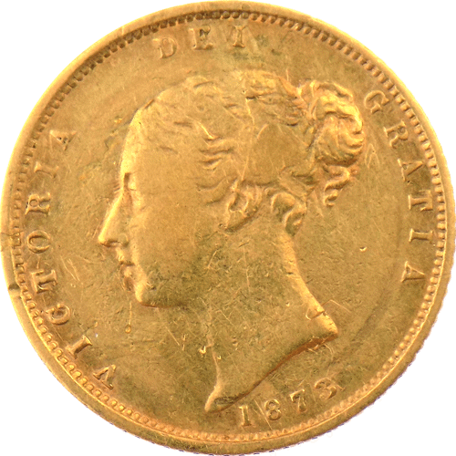 Pre-Owned 1873 London Mint DN.28 Victorian 'Shield' Half Sovereign Gold ...