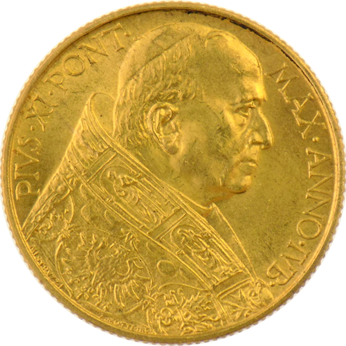 Pre-Owned 1934 Italian Vatican Pope Pius XI 100 Lire Gold Coin | Out Of ...
