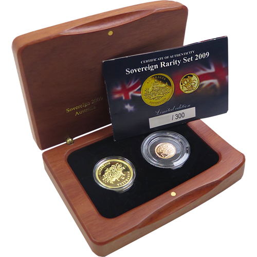 Pre-Owned 2009 UK Australia Full & Quarter Sovereign Rarity 2 Gold ...