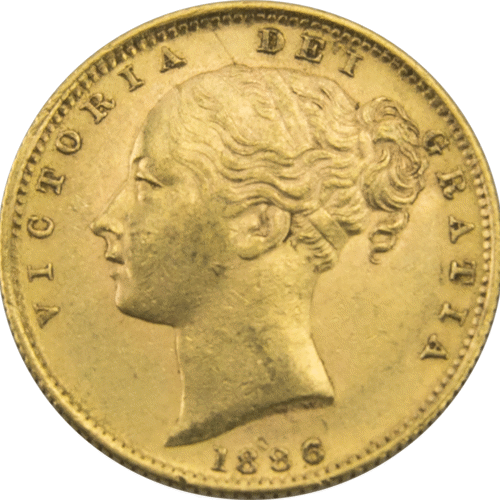 Pre-Owned 1886 Sydney Mint Victoria 'Shield' Young Head Full Sovereign ...