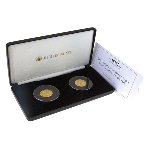 Pre-Owned 1914 - 1918 UK Full Gold Sovereign 2 Coin Boxed Set | Out Of ...